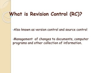 Revision control system (RCS) | PPTX | Operating Systems | Computer ...