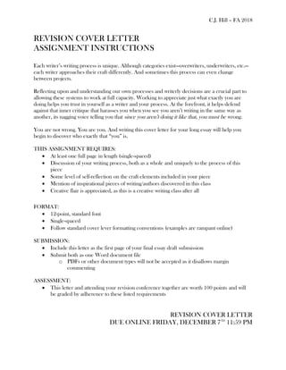 Revision cover letter assignment sheet | PDF