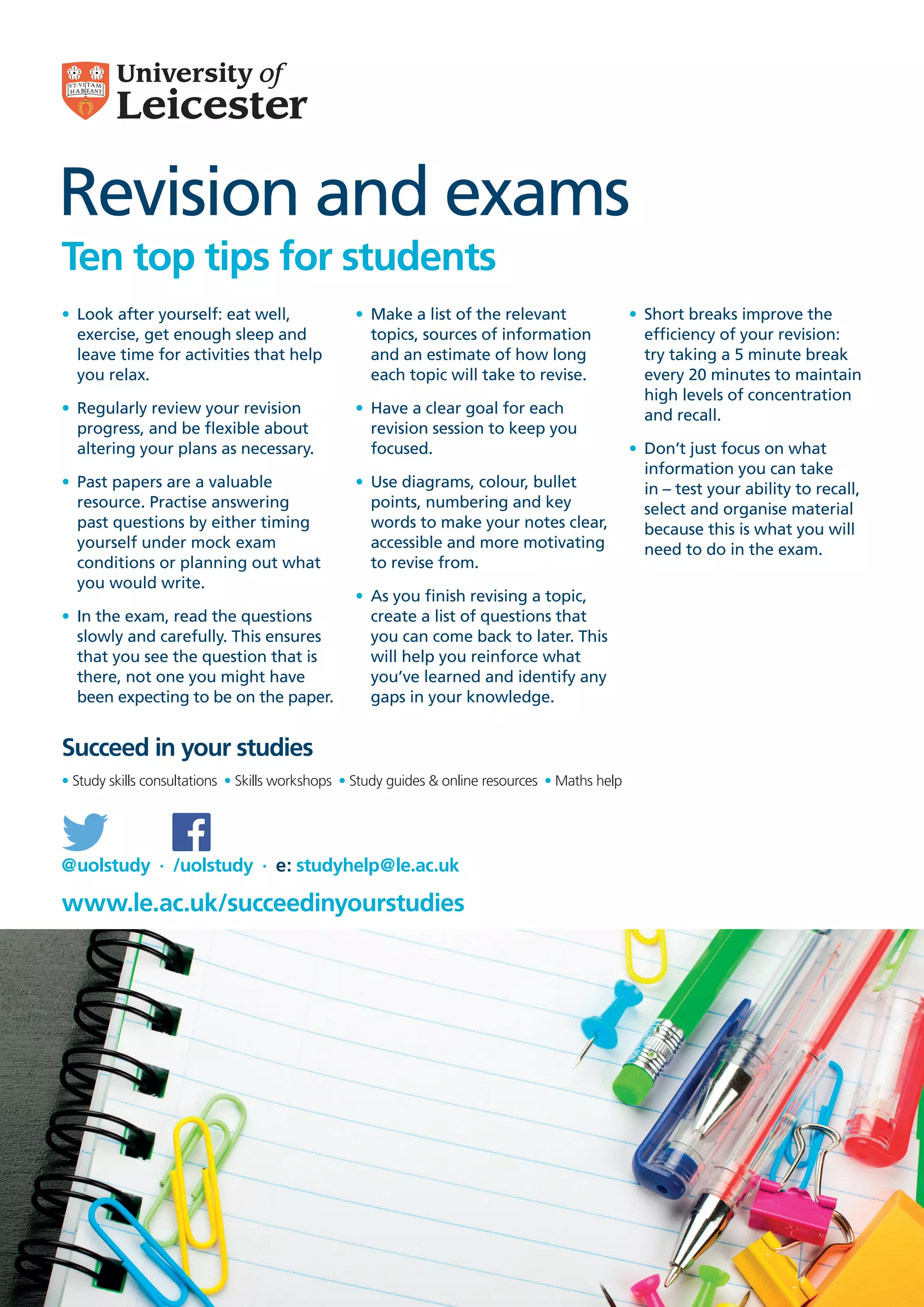 Revision and exams - Ten top tips for students | PDF