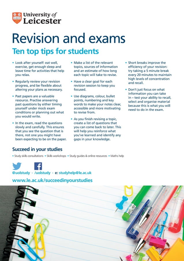 Revision and exams - Ten top tips for students | PDF
