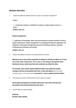 Revision exercise memorandum | PDF