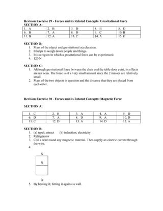 Revision exercises forces answers | DOC