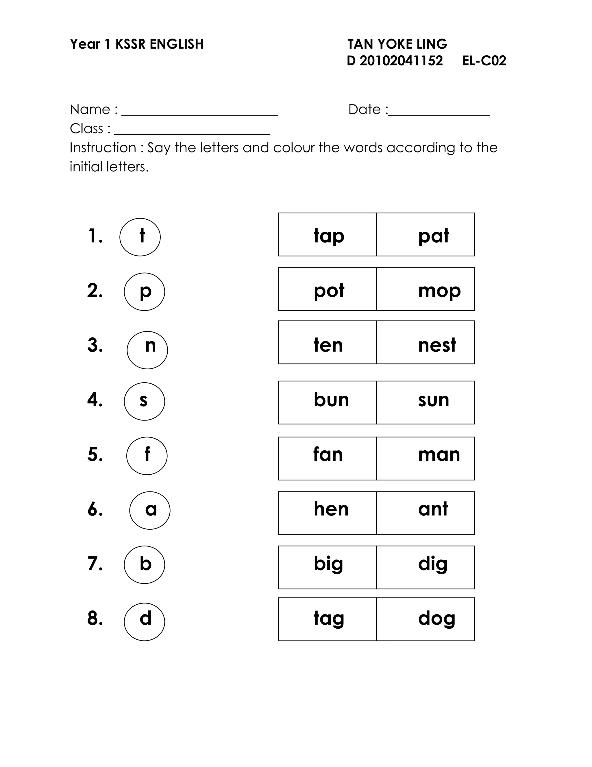 Revision exercise year_1_english | PDF