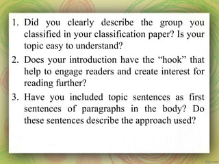 Revision Guide for a Classification Essay | PPT