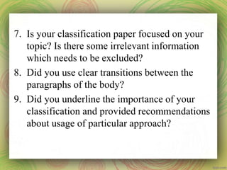 Revision Guide for a Classification Essay | PPT