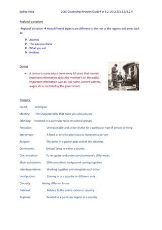 GCSE Citizenship Revision Notes- Year 10 | DOCX