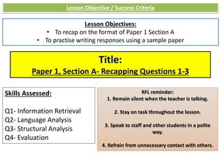 Revision language paper 1 section a | PPT