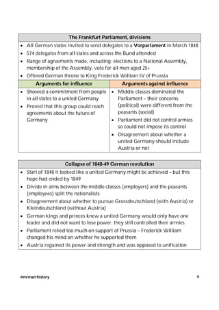 Higher history revision notes - germany 1815-1939 | PDF