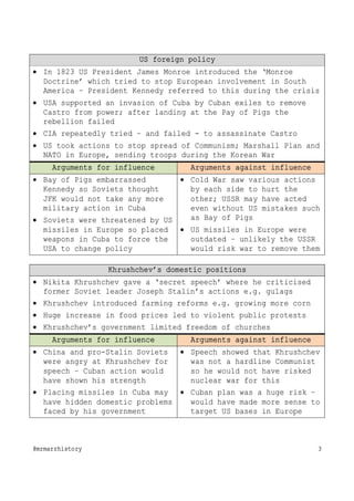 Higher history revision notes - cold war (vietnam and cuba) | PDF ...