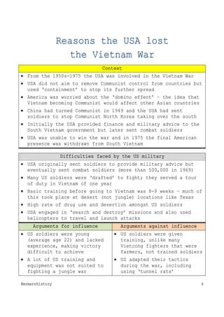 Higher history revision notes - cold war (vietnam and cuba) | PDF ...