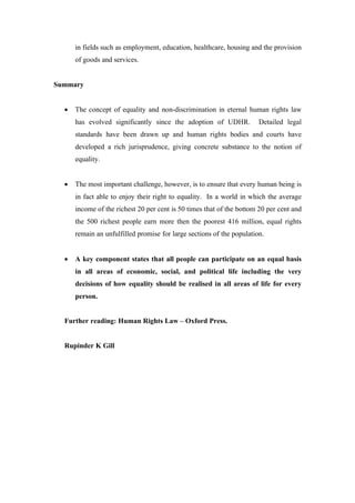 Revision notes: Equality and Non-Discrimination | PDF