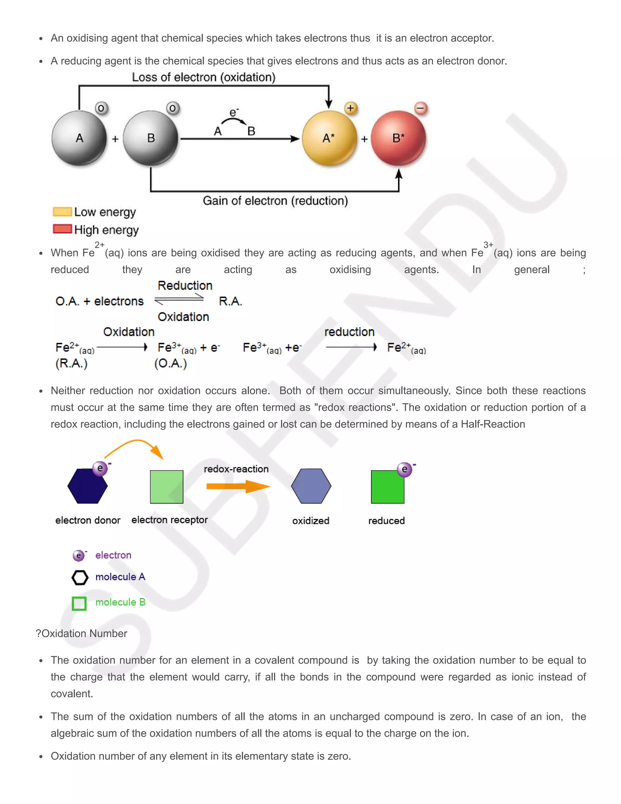 Revision notes on redox reactions and electrochemistry | PDF