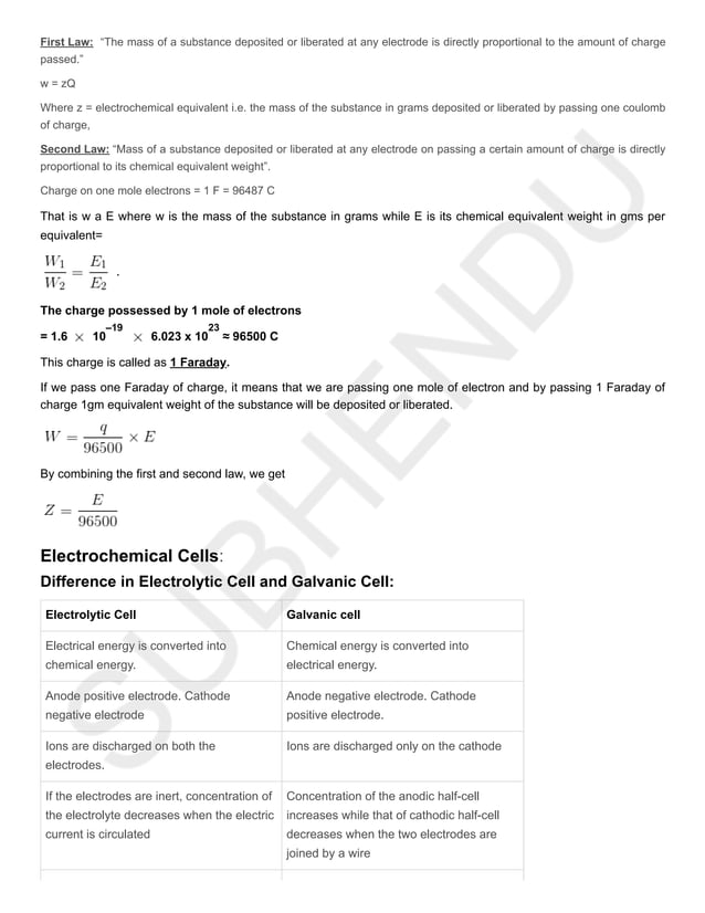 Revision notes on redox reactions and electrochemistry | PDF