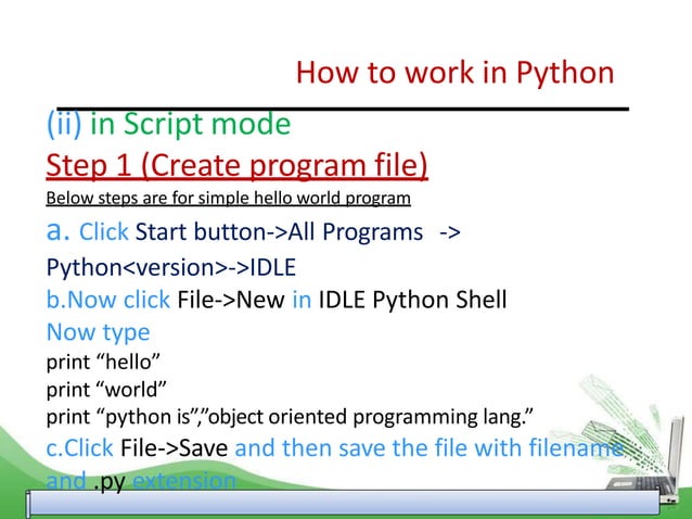 PPt Revision of the basics of python1.pptx | Programming Languages | Computing