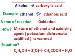 Revision on alcohol,carboxylic acid and ester | PPT