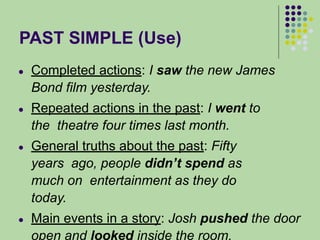 A revision of grammar points about the past tenses in English | PPT