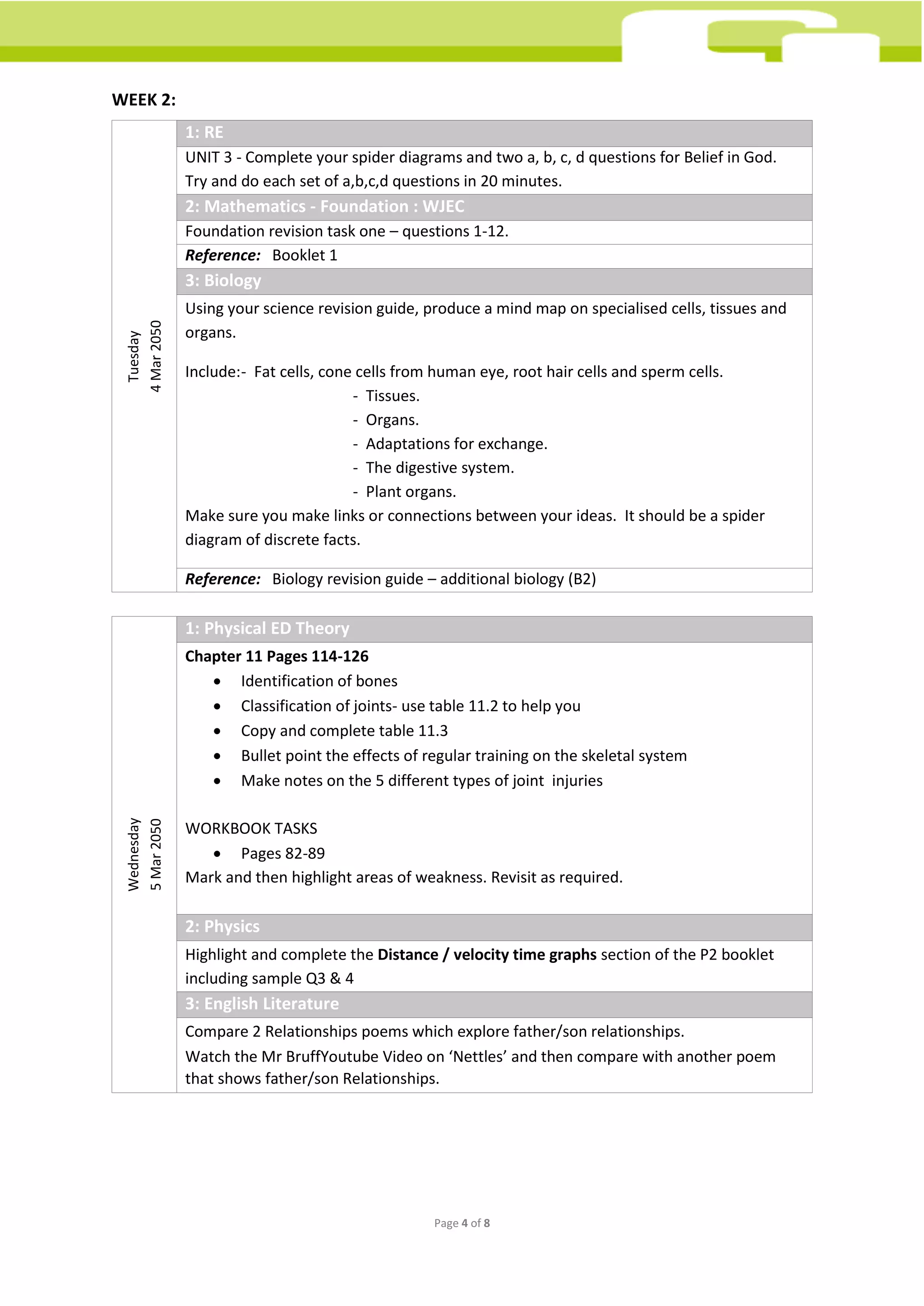 RevisionPlan Example | PDF