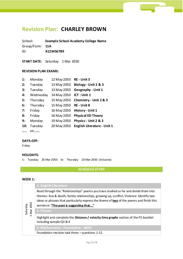 RevisionPlan Example