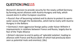 CAMBRIDGE AS HISTORY: THE ORIGINS OF WORLD WAR 1. REVISION: QUESTIONS ...