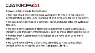 CAMBRIDGE AS HISTORY: RUSSIAN REVOLUTION MODULE. QUESTIONS AND ANSWERS ...