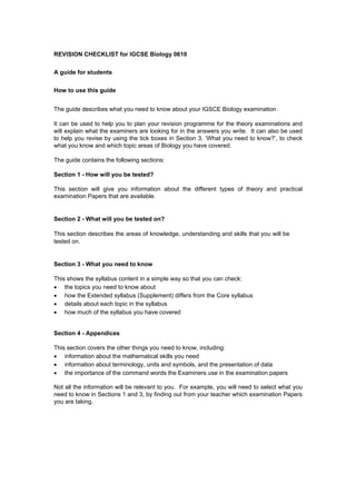 Revisions checklist for_igcse_biology_0610_final | PDF