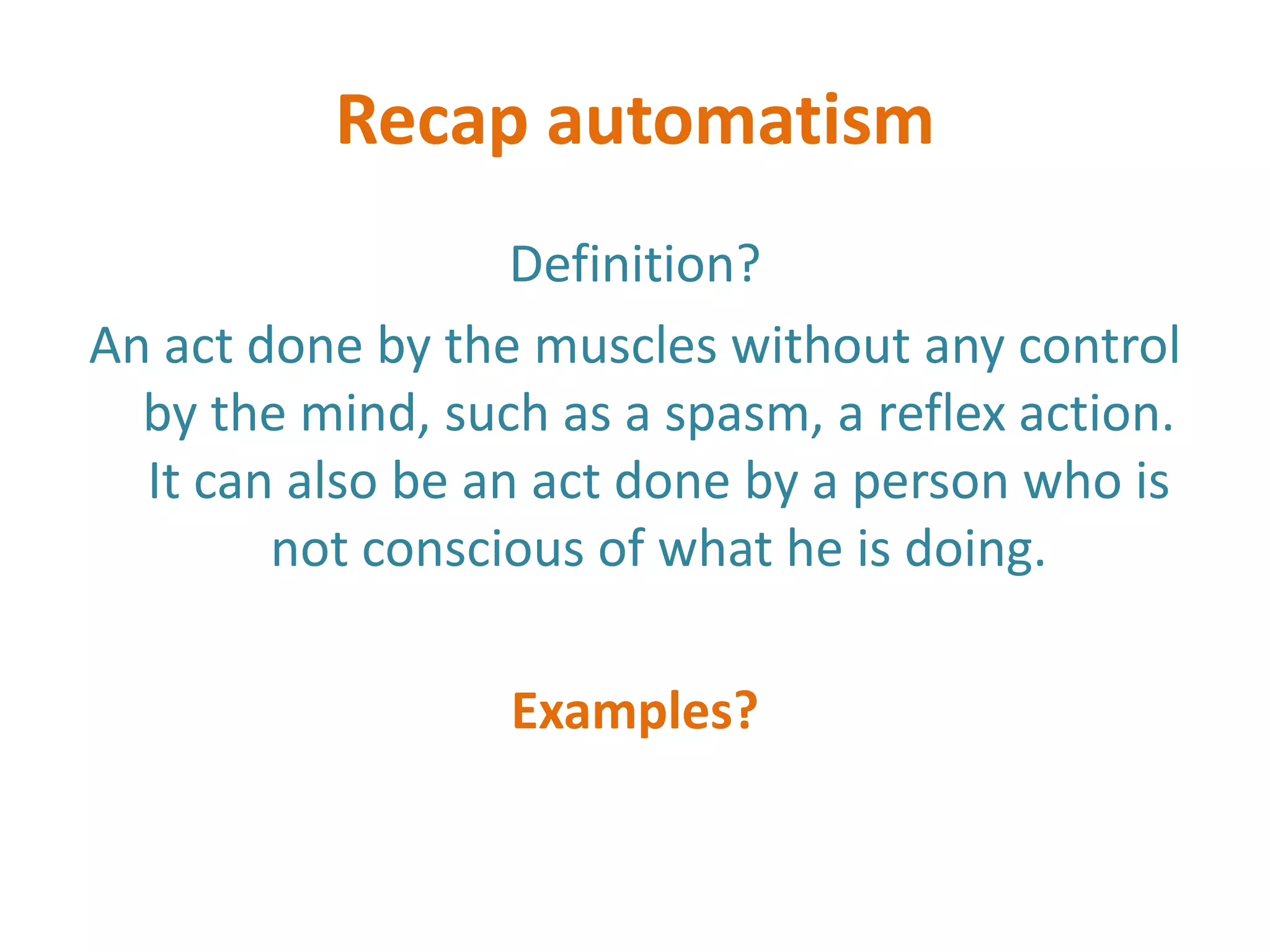 Revision session on AUTOMATISM!!! | PPT