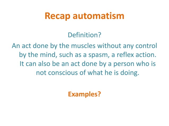 Revision session on AUTOMATISM!!! | PPT