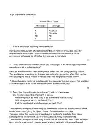 Revision sheet genetics answered blog | PDF