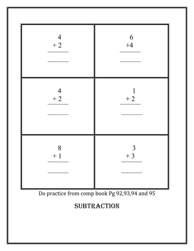 Revision sheet grade kg3 | DOC | Homework and Study | Education