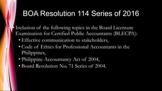 Revisions in the Philippine CPA Board Examinations | PPTX