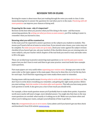Revision tips in exams | DOCX | Educational Assessment | Education