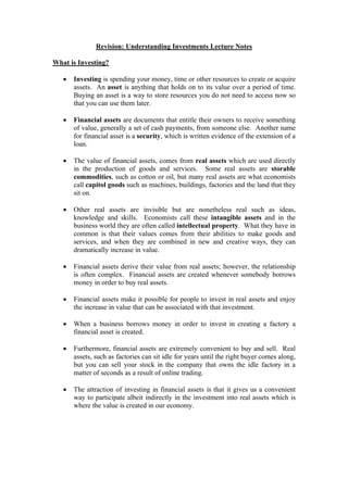 Understanding Investments - Research notes | PDF
