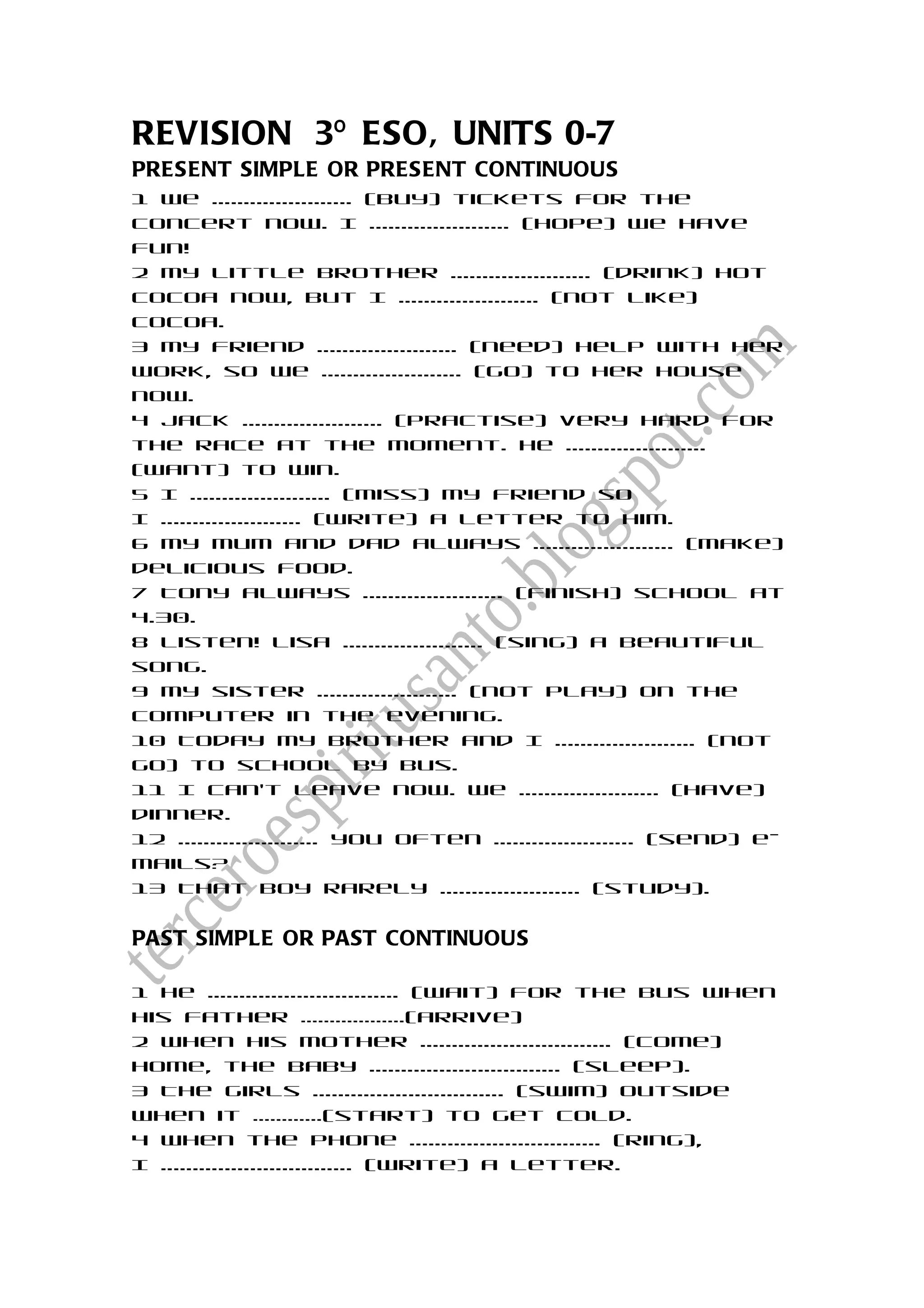 Revision units 0 -7 ( 3º ESO) | DOC | National & Civic Holidays | Holidays