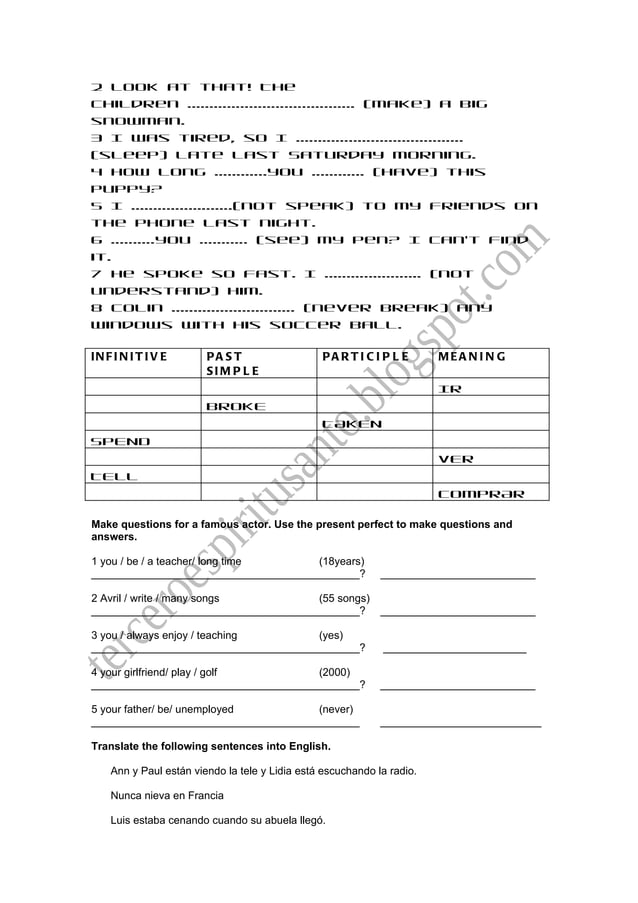 Revision units 0 -7 ( 3º ESO) | DOC | National & Civic Holidays | Holidays