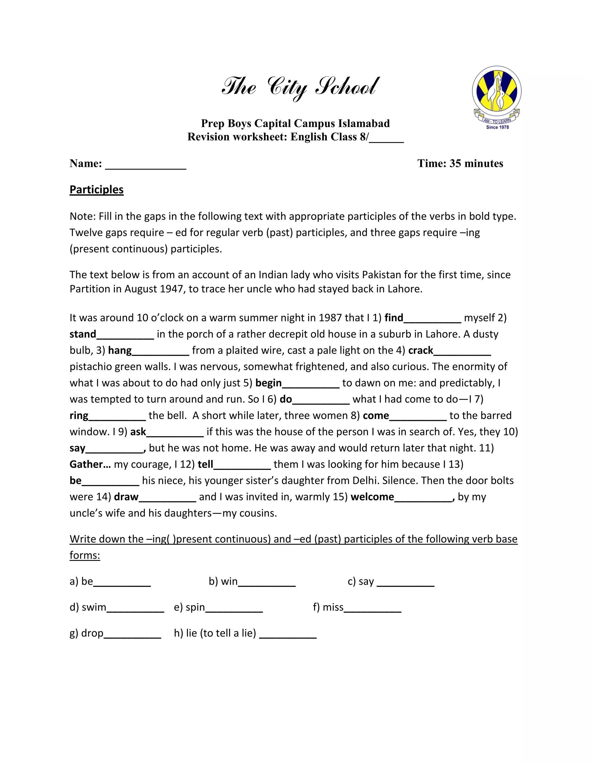 Revision worksheet year 8 | PDF