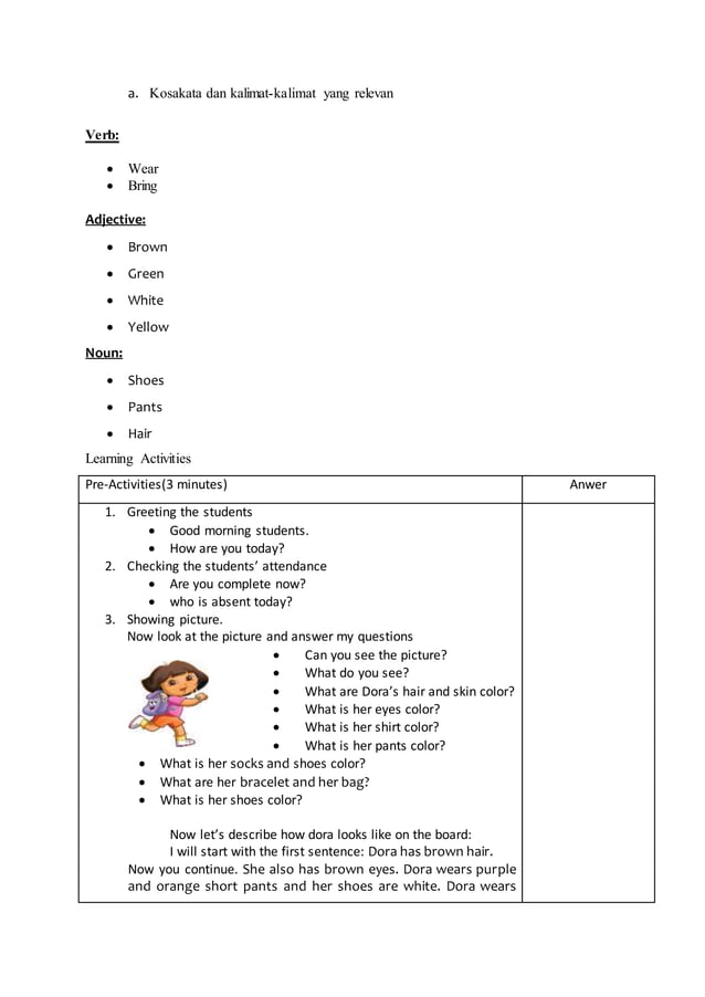 contoh rpp writing descriptive text | DOCX