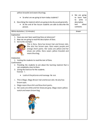 contoh rpp writing descriptive text | DOCX