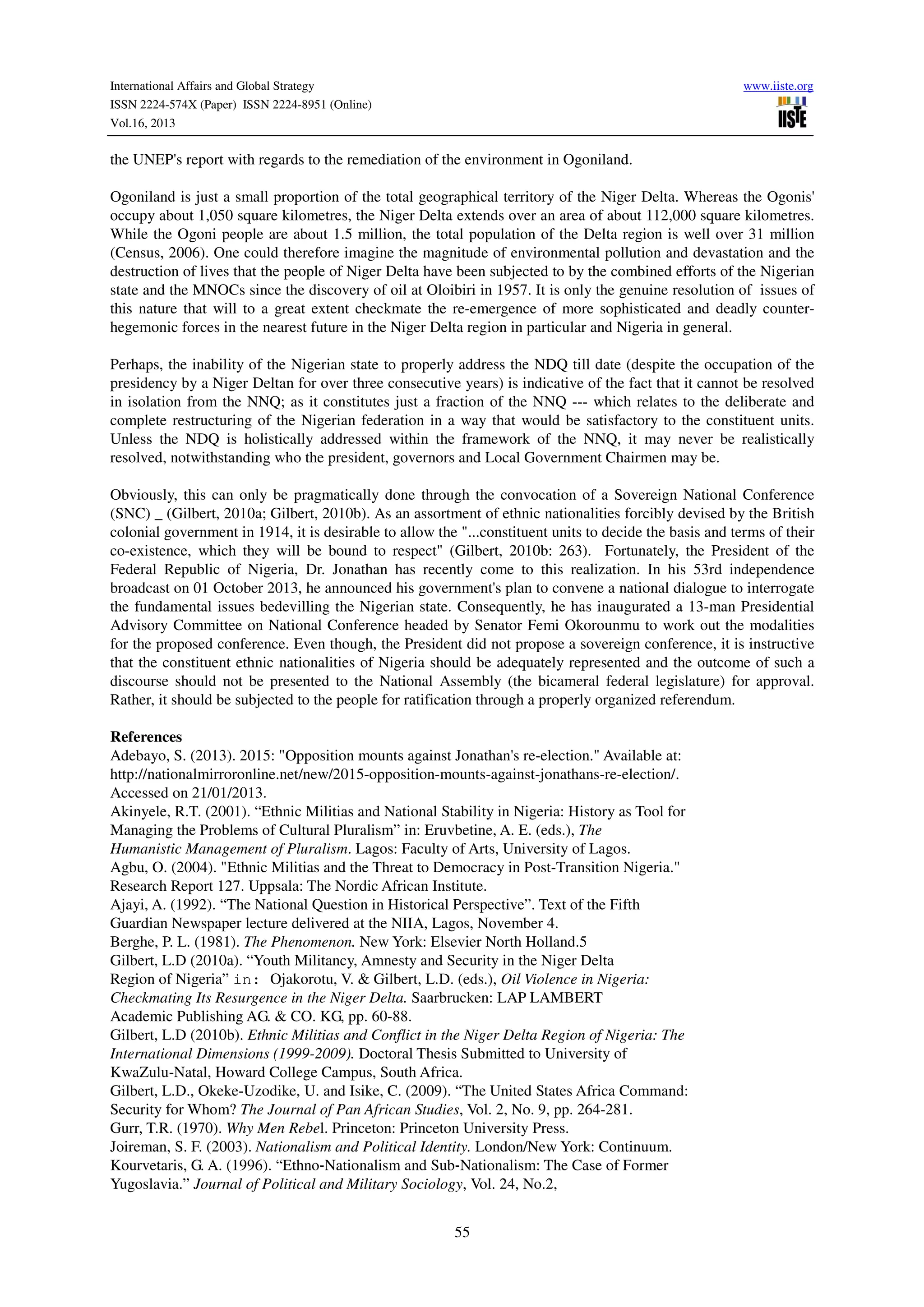 Revisiting ethno nationalism in the niger delta of nigeria | PDF