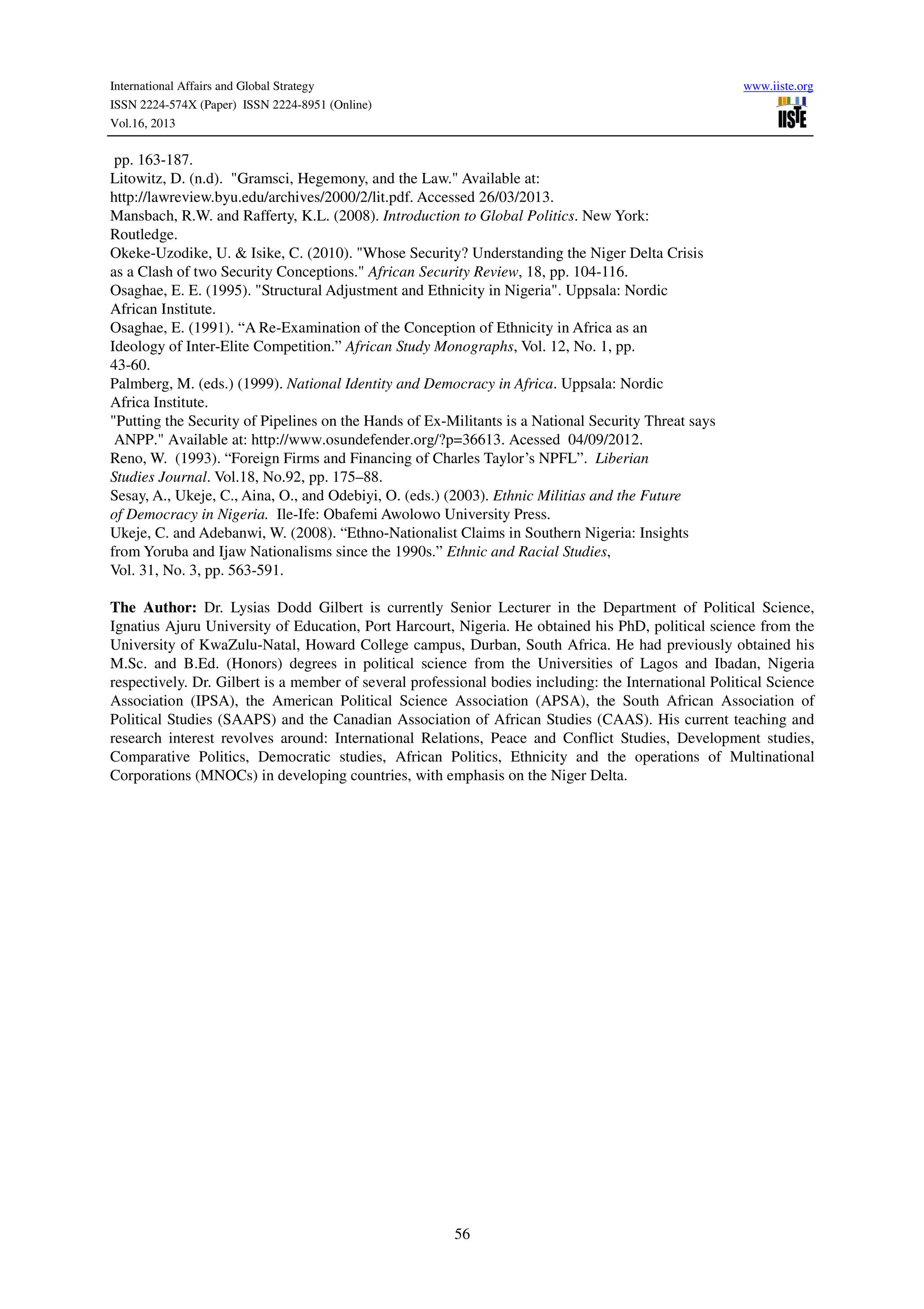 Revisiting ethno nationalism in the niger delta of nigeria | PDF | Politics