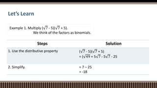 Revisiting multiplication and division of radicals | PPT