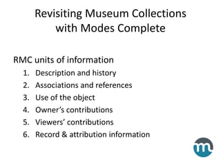Revisiting Museum Collections with Modes | PPT