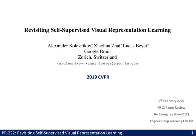 "Revisiting self supervised visual representation learning" Paper Review | PPT