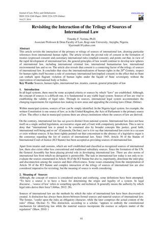 Revisiting the interaction of the trilogy of sources of international ...