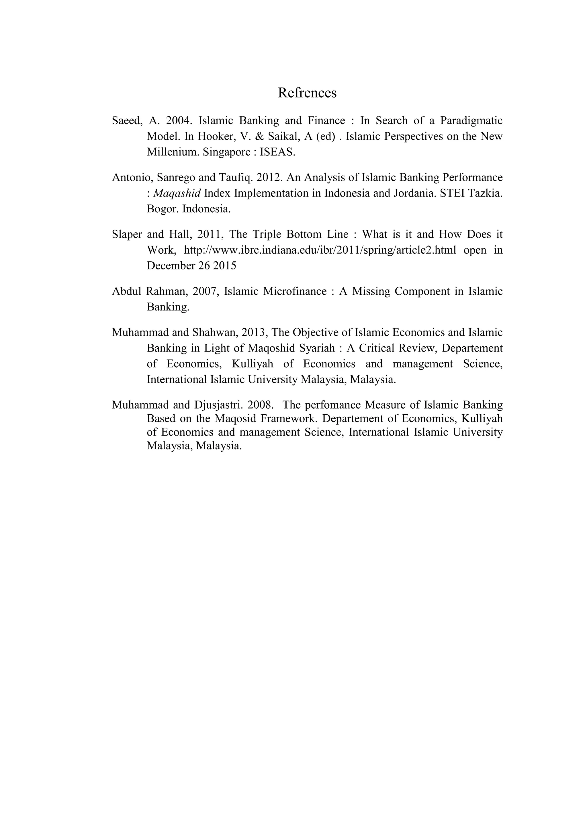 Revisiting the objective of islamic banking, tbl approach. | PDF