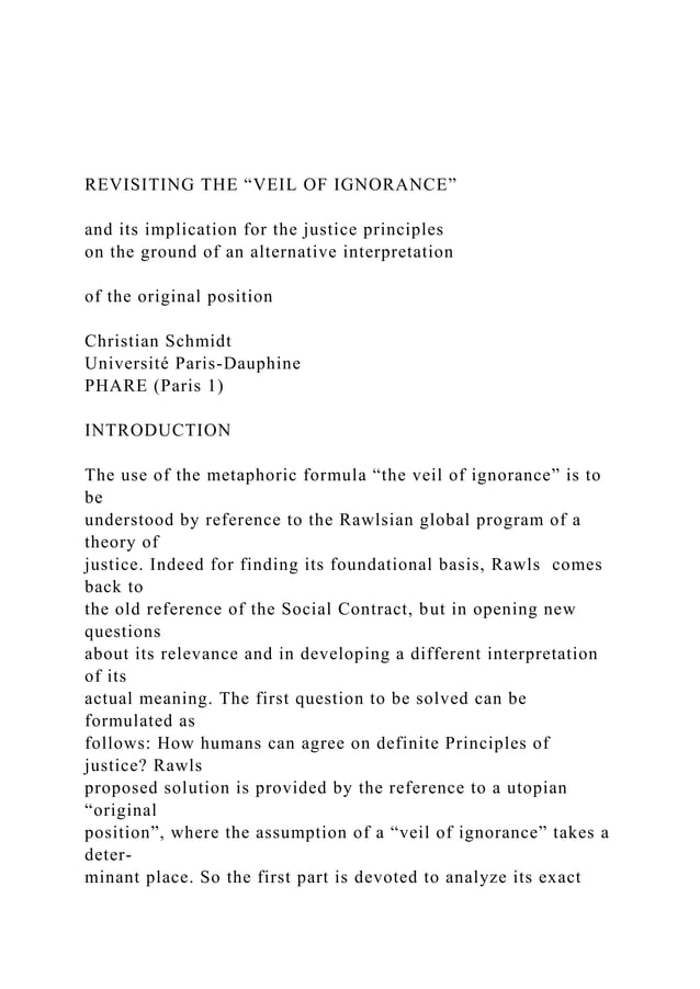 REVISITING THE VEIL OF IGNORANCE”and its implication for .docx