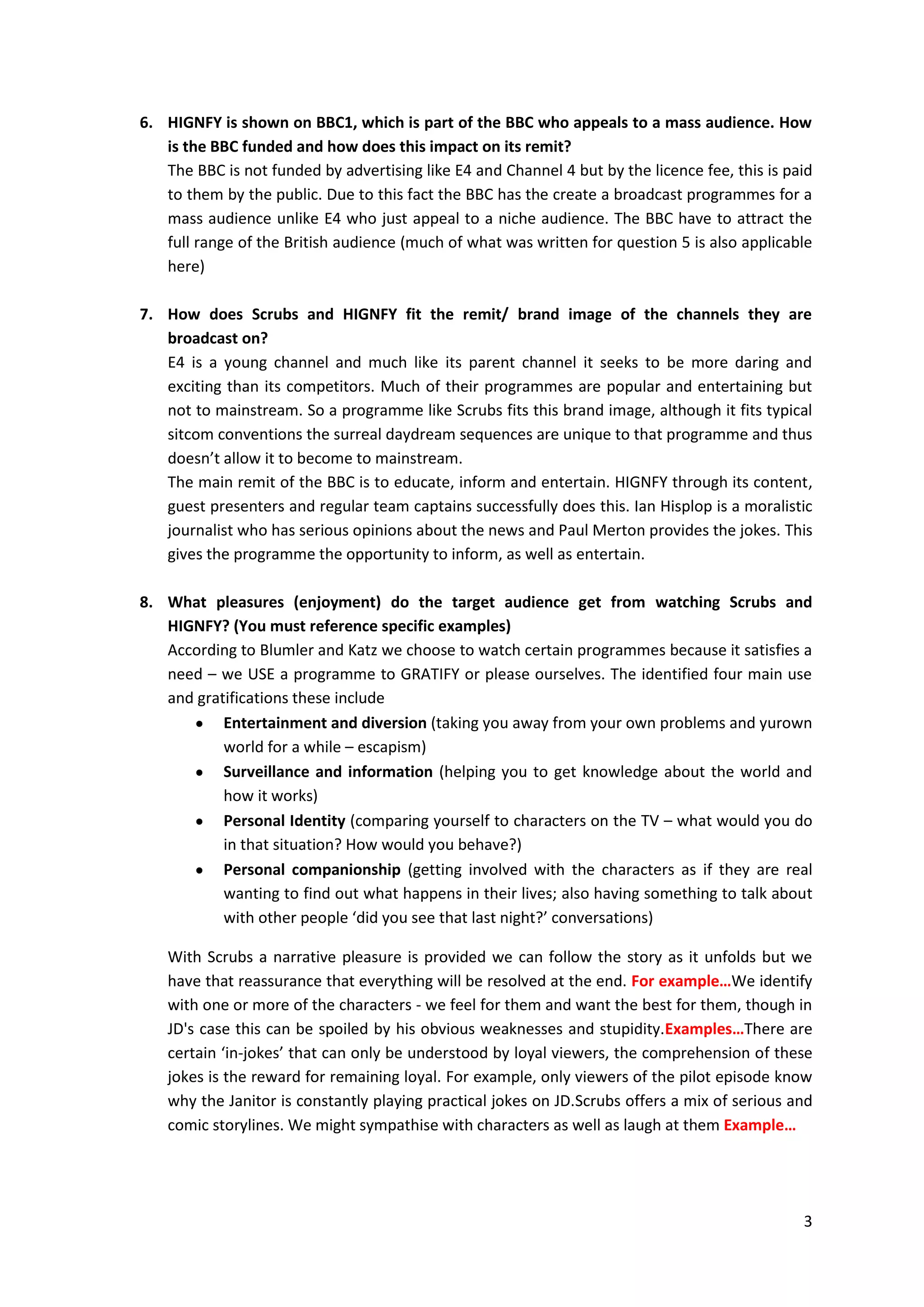 Comedy revison questions with answers | DOCX