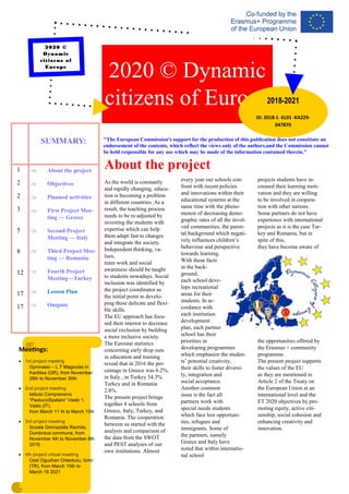 Erasmus plus Project " Dynamic citizens of Europe" | PDF