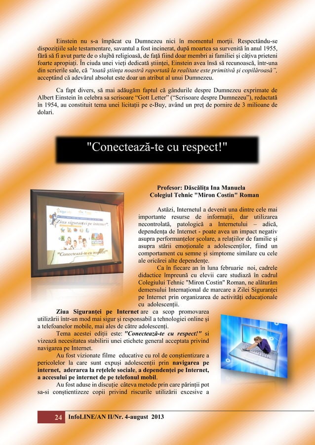 Revista infoline nr 4-revista scolilor implicate in proiectul ,,Liceenii in concurs" | PDF