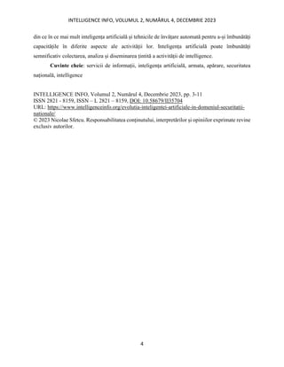Intelligence Info, Volumul 2, Numărul 4, Decembrie 2023 | PDF