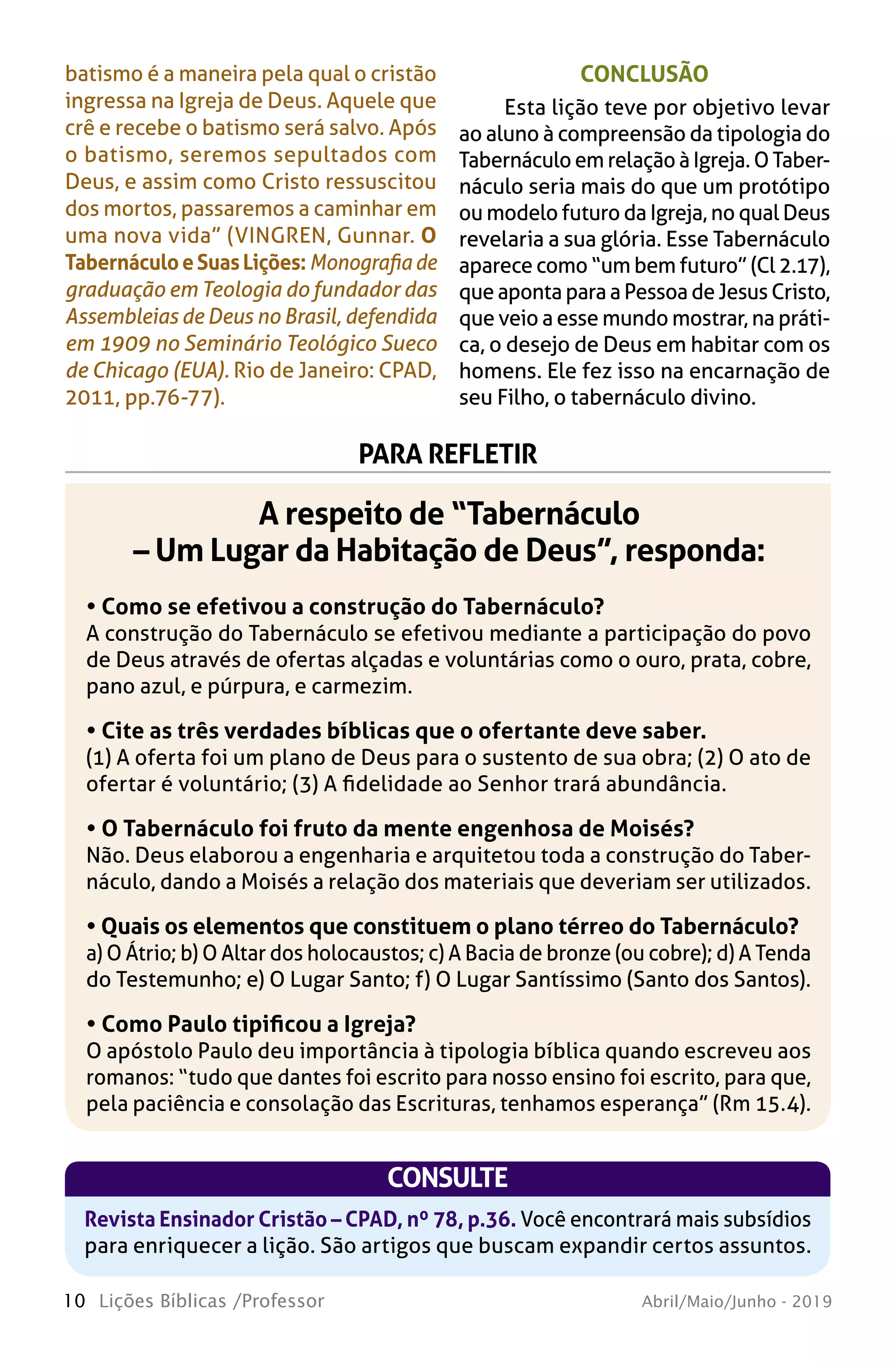 EBD O TABERNÁCULO - Simbolos da Obra Redentora de Cristo | PDF